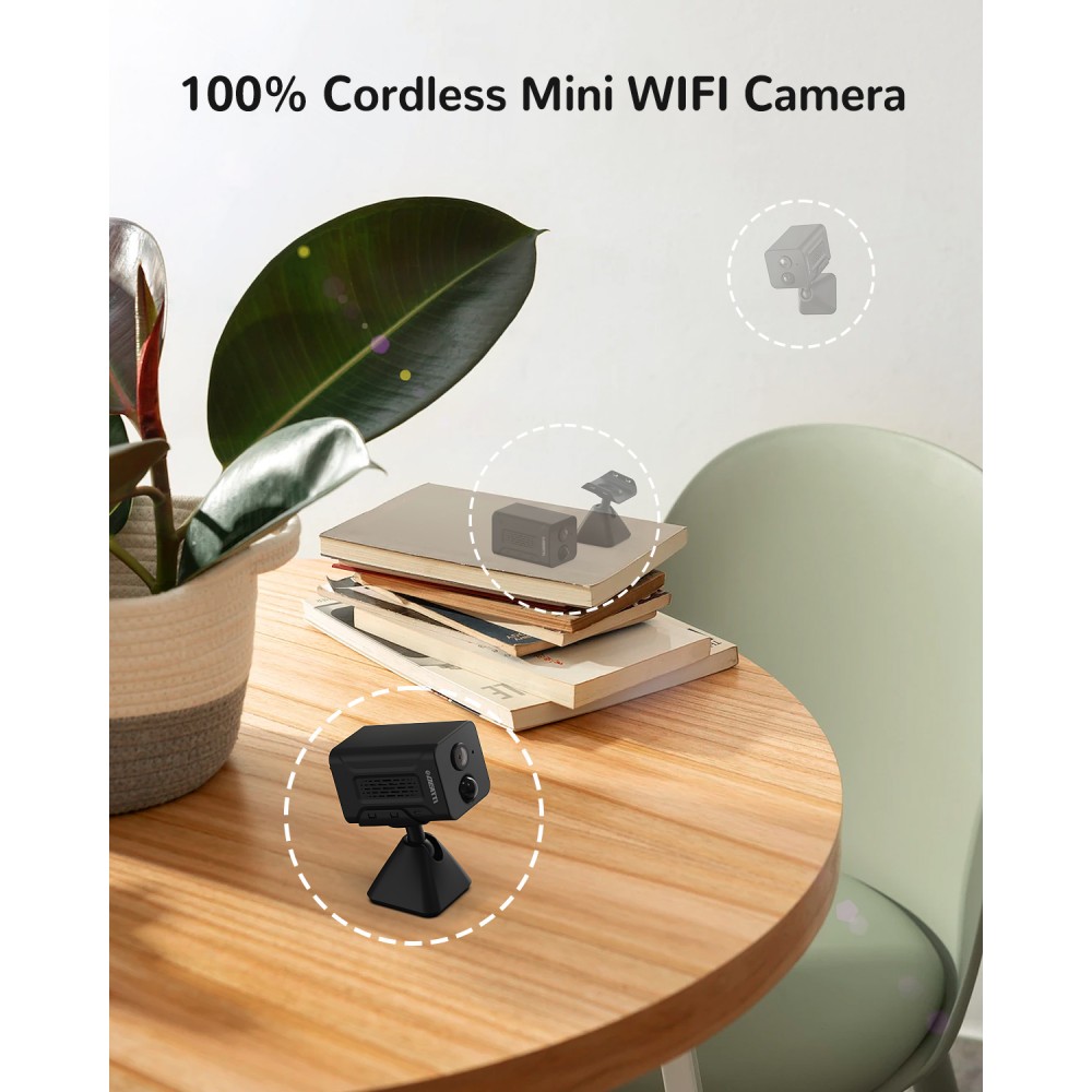 DEATTI Battery Surveillance Camera, 2K Wireless Mini Camera Indoor ...