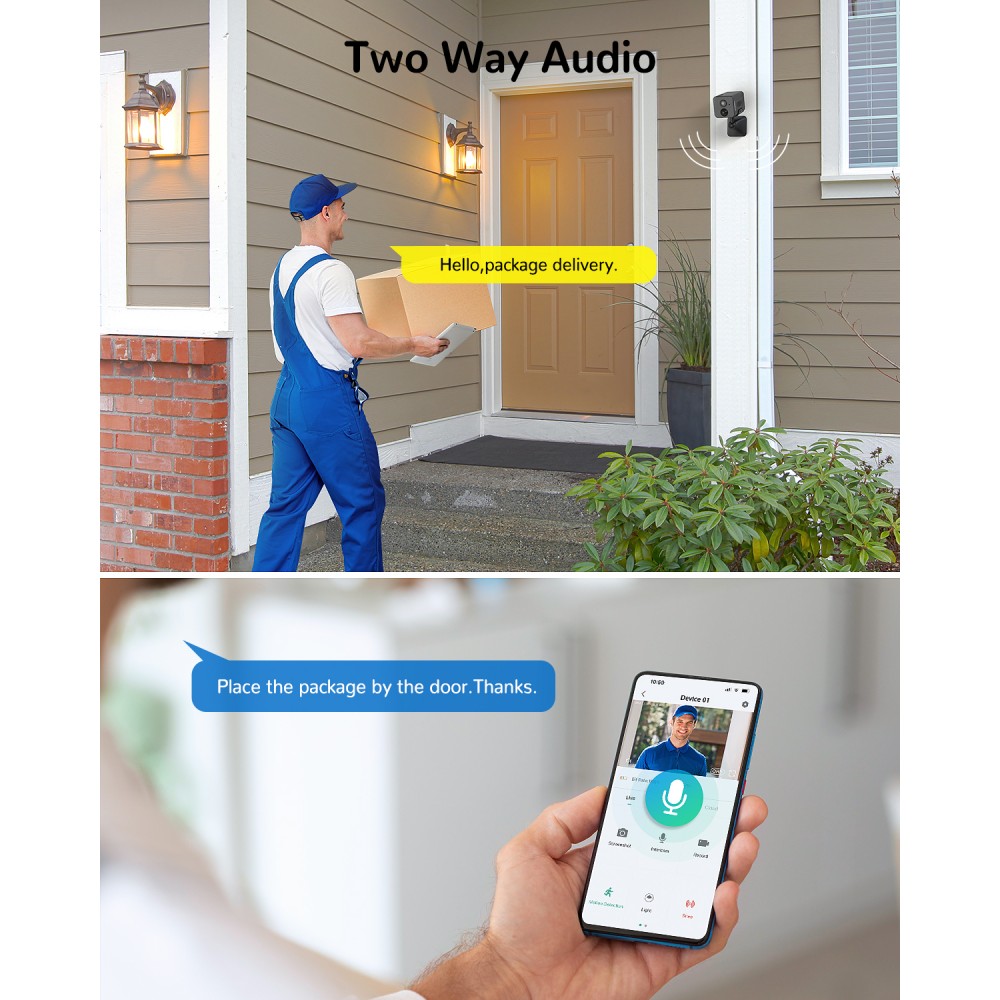 DEATTI Battery Surveillance Camera, 2K Wireless Mini Camera Indoor ...