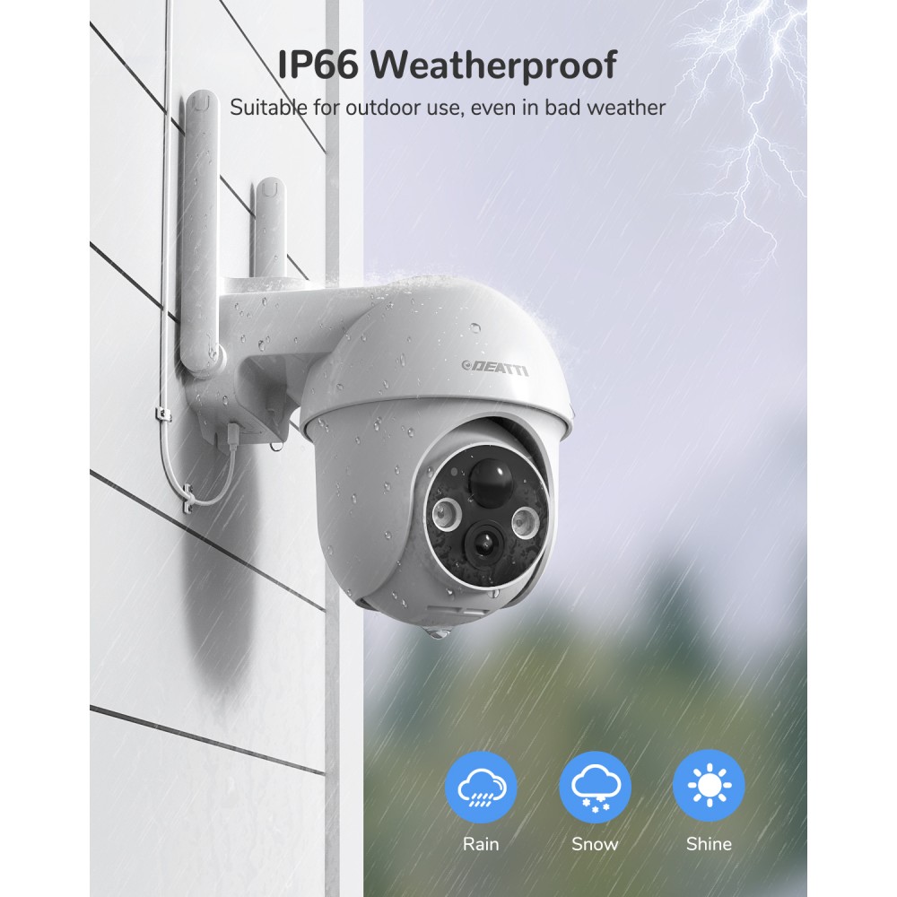 DEATTI Outdoor Surveillance Camera Battery with Solar Panel, 2K ...