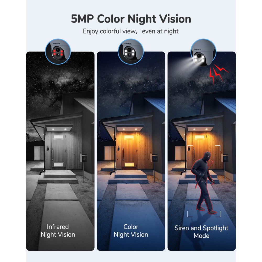 DEATTI 5MP Security Cameras Outdoor,Solar Security Camera Wireless ...