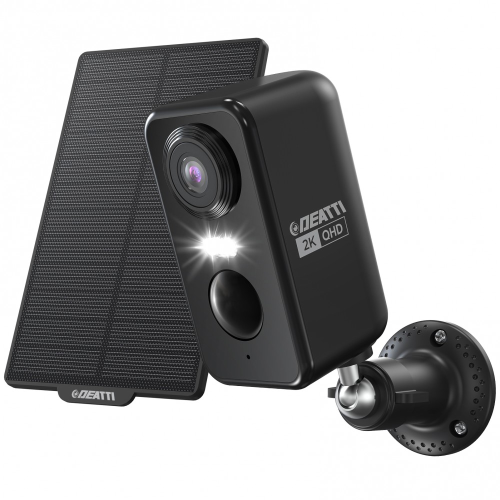 DEATTI Security Camera Outdoor Wireless with Solar Panel, 2K Battery ...