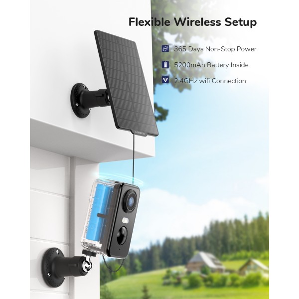 DEATTI Security Camera Outdoor Wireless with Solar Panel, 2K Battery ...