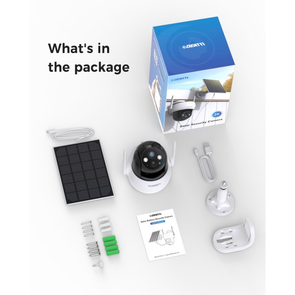 DEATTI Security Camera Wireless Outdoor, 2K Solar Security Camera ...