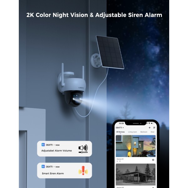 DEATTI Security Camera Wireless Outdoor, 2K Solar Security Camera ...