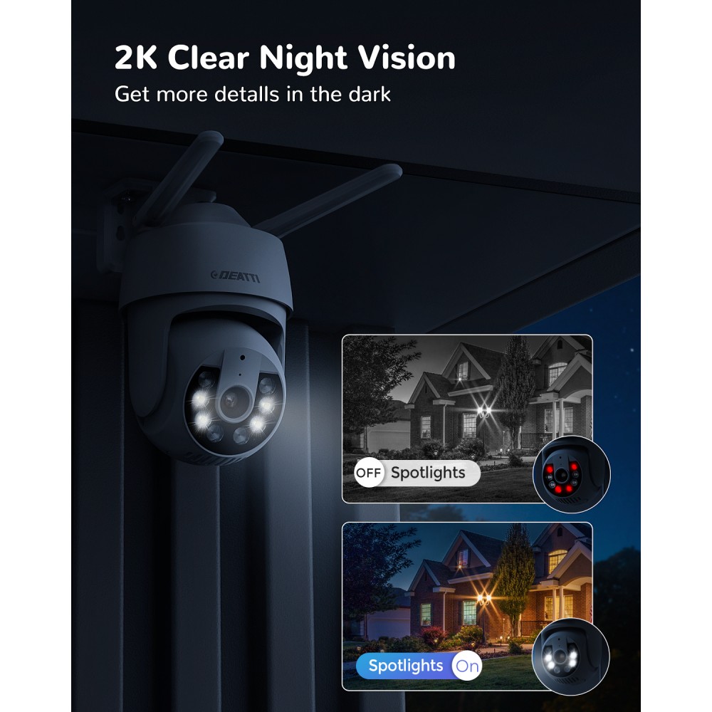 PTZ IP Outdoor WLAN Camera, Deatti 2K IP Outdoor WLAN Surveillance ...