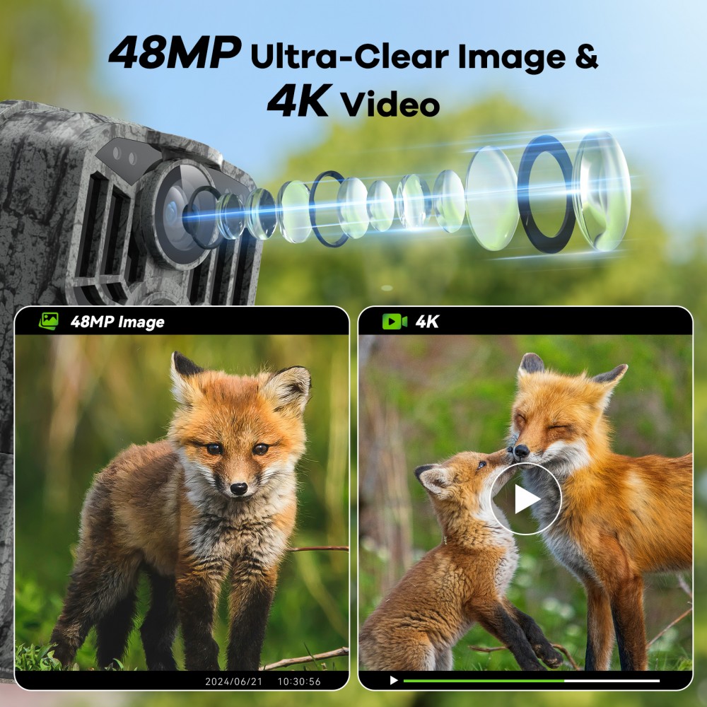 DEATTI Wildlife Camera with Mobile Phone Transmission App, 4K 48MP HD ...
